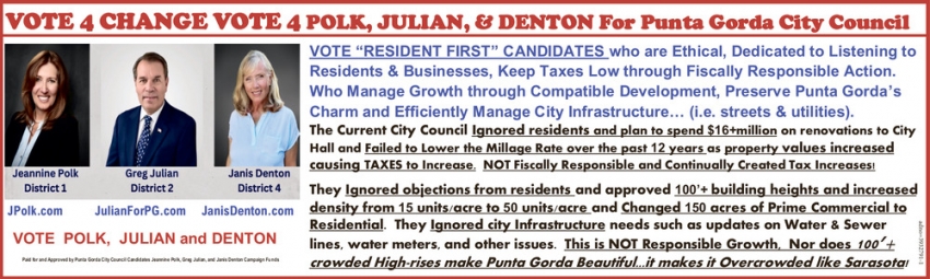 Vote for Change, Jeannine Polk - Greg Julian - Janis Denton