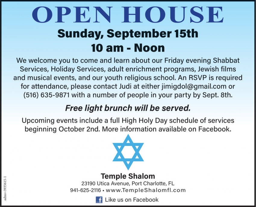 Open House, Temple Shalom